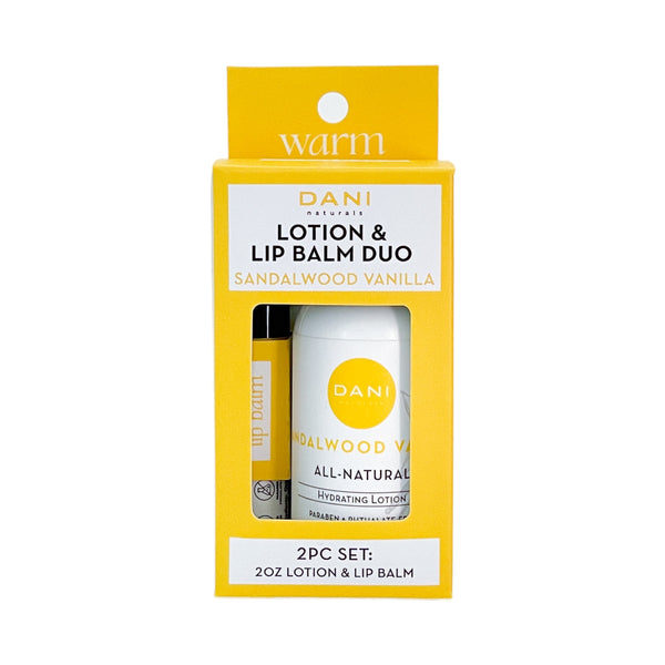 SANDALWOOD VANILLA LOTION AND LIP BALM DUO | DANI Naturals