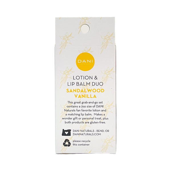 SANDALWOOD VANILLA LOTION AND LIP BALM DUO | DANI Naturals